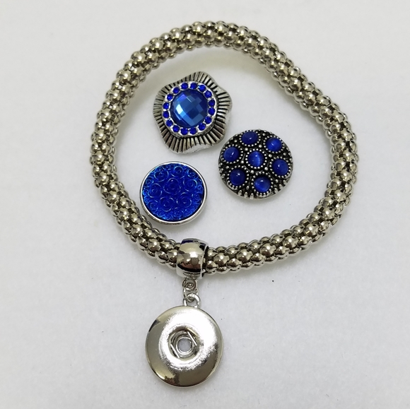 Snap Jewelry | Jewelry | Snap Jewelry Bracelet Stretchy Blue Themed 8 ...